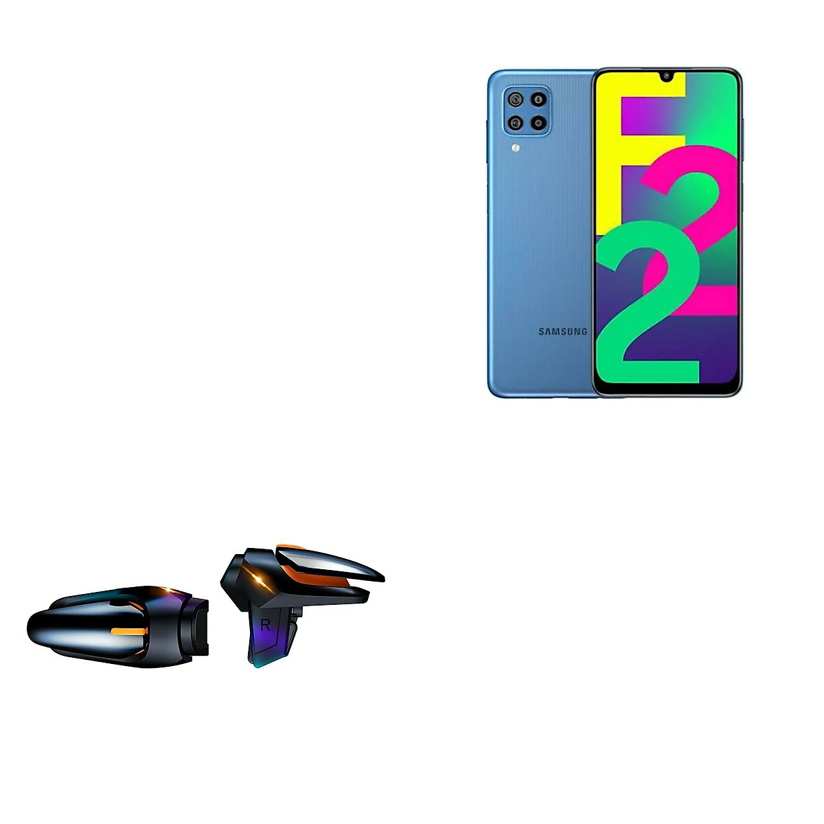 BoxWave Gaming Gear Compatible with Samsung Galaxy F22 - Touchscreen QuickTrigger Auto, Trigger Buttons Autofire Gaming Mobile FPS - Jet Black