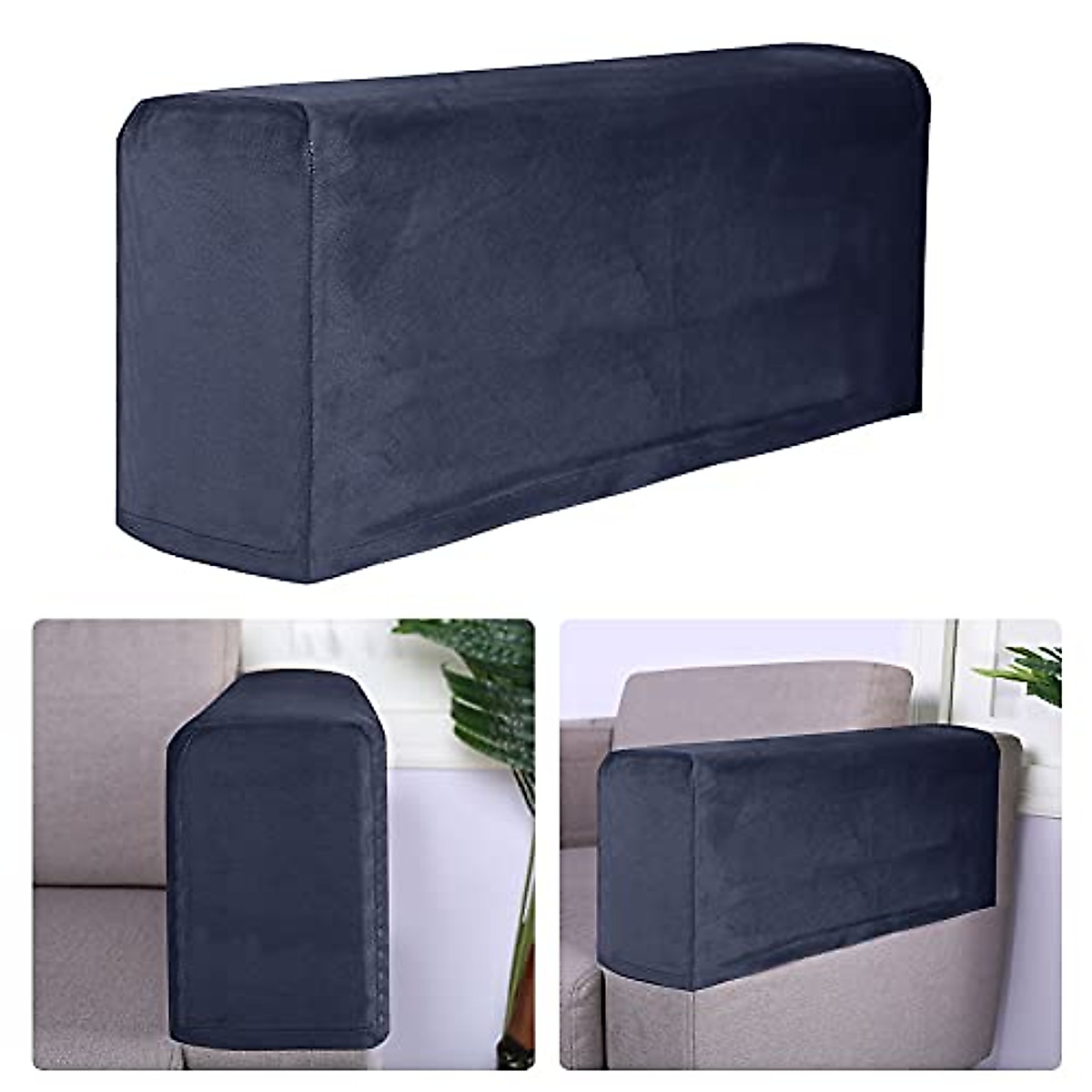 PXRJE 1Pair Sofa Armrest Cover,Couch Protector Elastic Stretch Furniture Accessories Removable for Sofa Couch Chair Recliner.(Navy)