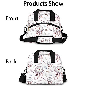 KOBLEN Dreamcatcher Feather Insulated Lunch Bag for Women Men Reusable Lunch Box Cooler Tote Shoulder Bag Lunch Container for Adult Office Work Picnic Travel Outdoor