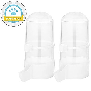POPETPOP Automatic Bird Waterer Food Feeder - 2 Pcs Automatic Bird Water Bottle Drinker Container Food Dispenser Hanging in Birds Cage for Parrots Budgie Cockatiel Bird Lovers
