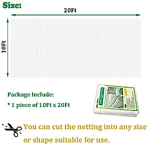 Garden Mesh Netting, Ultra Fine 10x20 Ft Insect Bug Netting Plant Cover for Protect Vegetable Crops Fruits Flowers, Tomato Protective Cover, Greenhouse Row Cover, Bird Netting, Blueberry Netting Cover