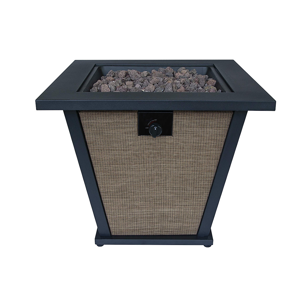 Bond Manufacturing 52137 Brently 28" Square 50,000 BTU Gas Fire Pit Table, Black/Tan