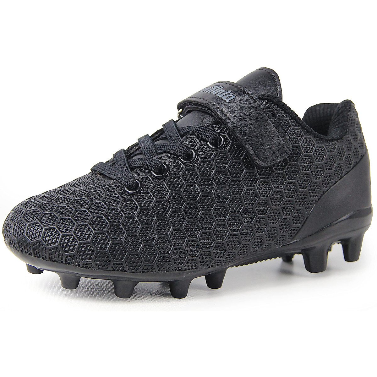 BomKinta Kid's FG Soccer Cleats Athletic Outdoor Soccer Shoes Black Size 2.5 M US Little Kid