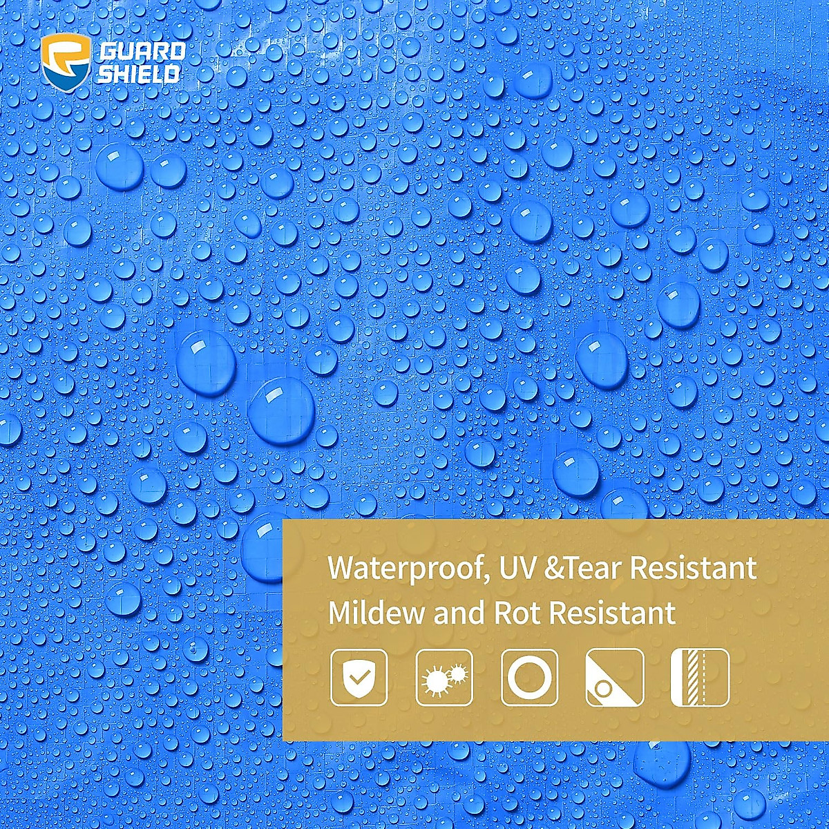 GUARD SHIELD Blue Tarp Waterproof Multi Purpose Outdoor Poly Tarp Cover 6x6 Feet Lightweight 5mil