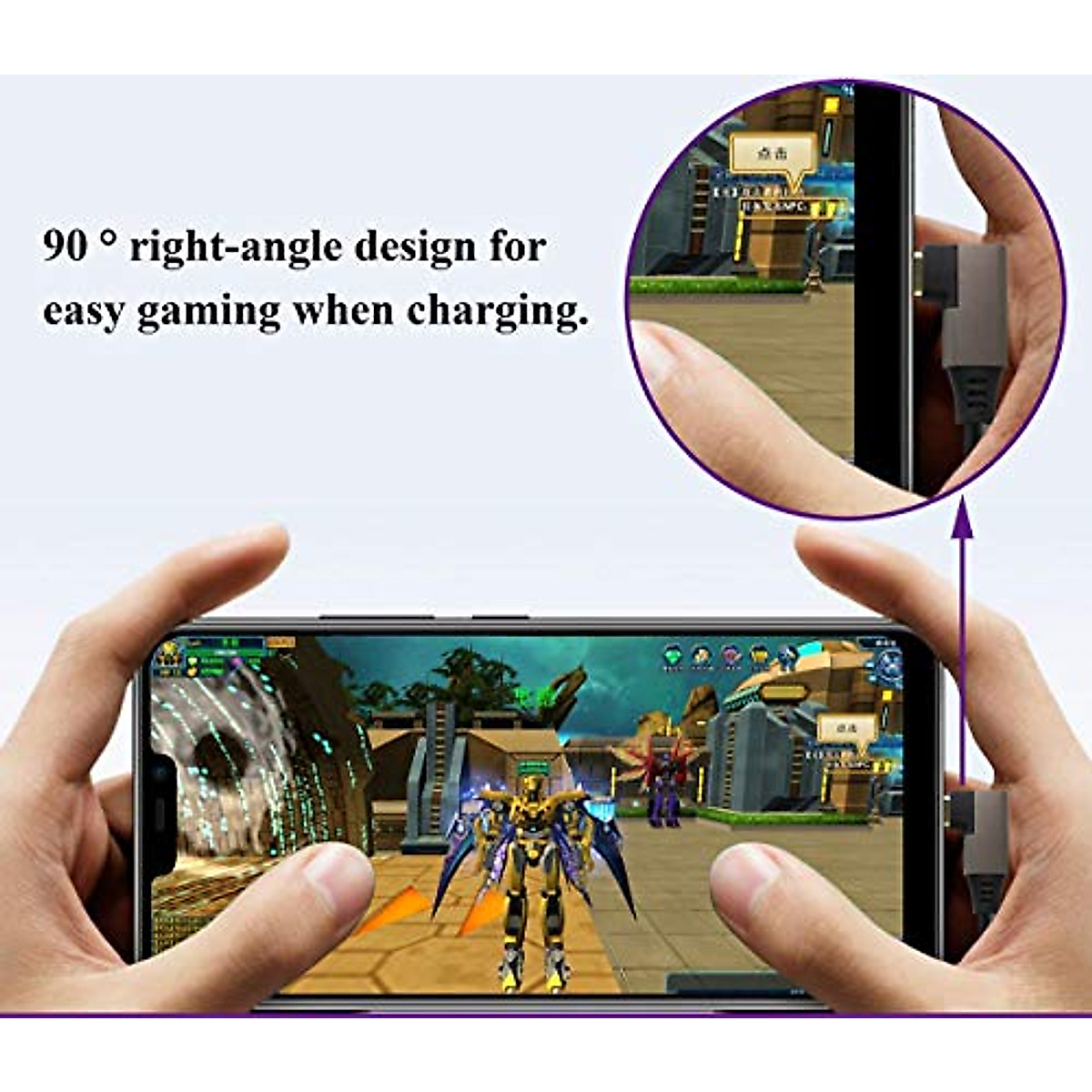 AAOTOKK 90 Degree USB 3.1 Type C Cable Right & Left Angled 3.1 USB Type C Male 4K@60Hz Gen 2 Extension Cable Supports Charging,Data,Audio,Video Cable for Laptop & Tablet & Mobile Phone.(0.3M/1Ft)