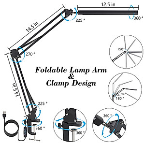 Modern LED Desk Lamp with Adjustable Brightness and Color Temperature, Eye-Caring, Architect Desk Lamp for Office, Home, Reading, Drawing
