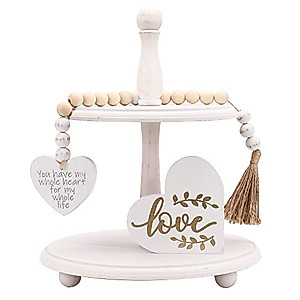 Defined Deco Two Tiered Tray Wooden Tiered Serving Tray Farmhouse Tiered Tray Stand with Tiered Tray Décor Signs for Wedding Decor and Rustic Farmhouse Décor, Set of 3