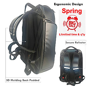 SGUESIKR 12W Solar Backpack, Smart Charging Waterproof 17" Laptop Backpack, Multipurpose 20L Sturdy Solar Daypacks for Outdoor Business, Travel, School, Hiking, Camping