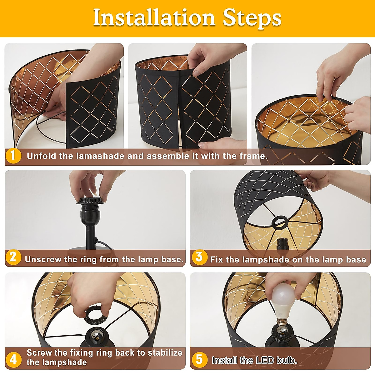 GyroVu Fillable Table Lamp, Lamp with Clear Glass Fillable Modern Table Lamp with Black Square lampshade Beside Lamp for Living Room Bedrooms Office Bulbs Included(Black Square)