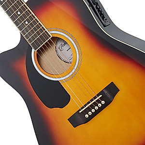 Ashthorpe Full-Size Left-Handed Dreadnought Cutaway Acoustic-Electric Guitar Bundle - Premium Tonewoods - Sunburst