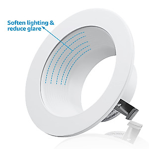 TORCHSTAR 12-Pack 4 Inch Classic White Recessed Light Trim, Metal Can Light Trim, Step Baffle with Ring, Fit Halo/Juno Remodel Recessed Housing, 4 Inch Light Trim for PAR16, PAR20, R20, White