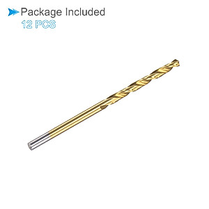 CoCud Twist Drill Bits, 2.8mm Drilling Diameter, Titanium Coated High Speed Steel 6542 Straight Round Shank - (Applications: for Stainless Steel Alloy Metal), 12-Pieces