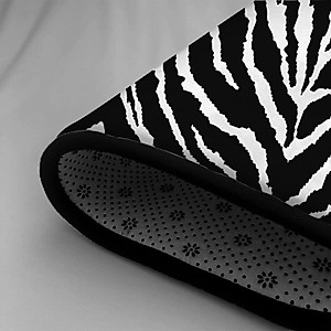 Washable Area Sponge Rug Mat for Kids Girls Bedroom Living Room Zebra, Wild Animals Zebra Skin Fashion Black White Non-Slip Carpet Super Soft Extra Thick Bathroom Dorm Home Indoor Small Floor Rugs