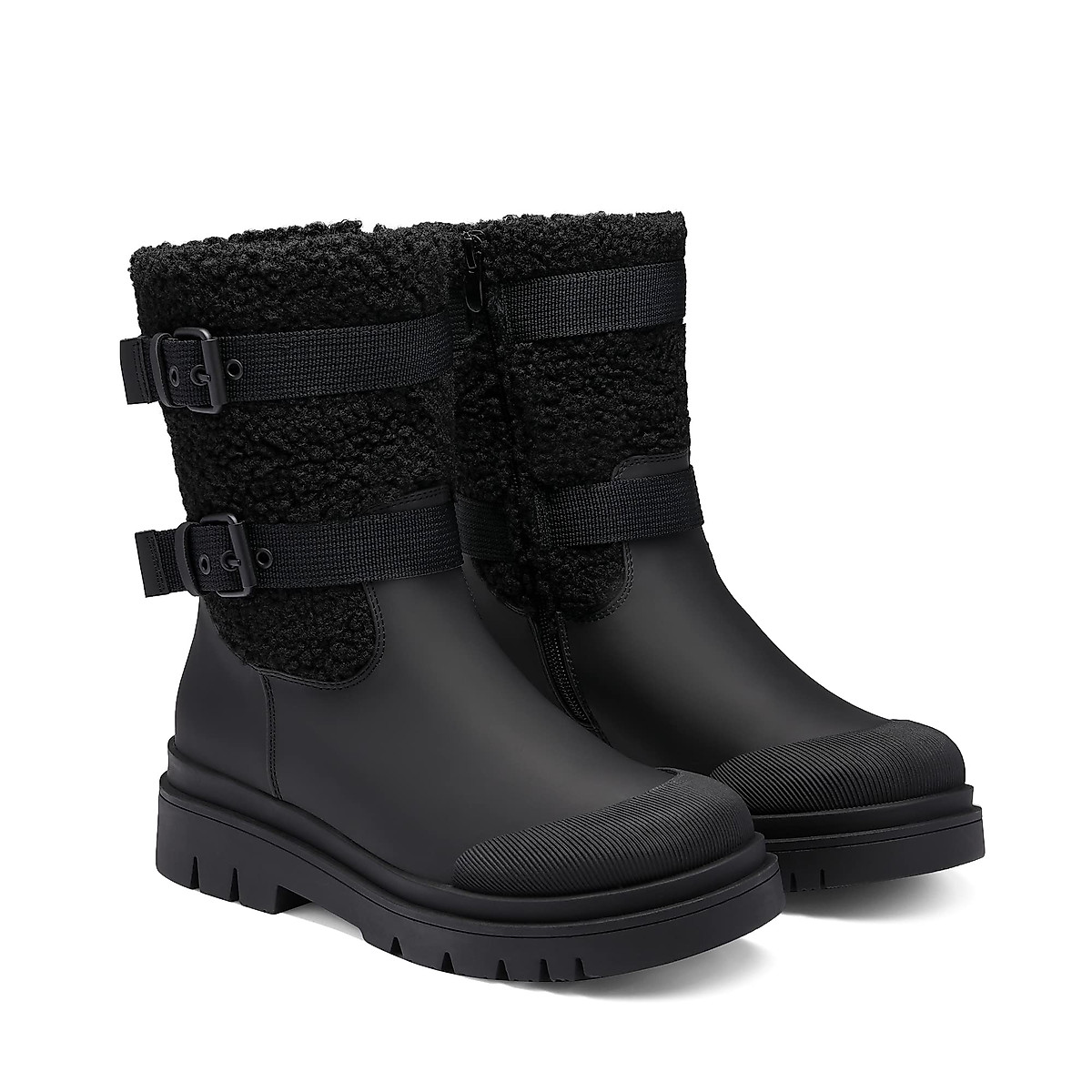 DREAM PAIRS Women's Waterproof Winter Snow Boots with Warm Comfortable Fur Lining, Anti Slip Rubber Mid-Calf Booties Outdoor, Sdsb2203W, Black, Size 10