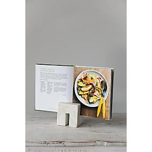 Creative Co-Op Contemporary Marble Cookbook Stand Décor, White