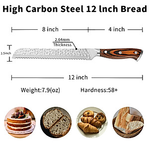 Generic Bread Knife, High Carbon Steel Bread Knife for Homemade Bread, Serrated knife, Sourdough Bread Knife 12 Inch.
