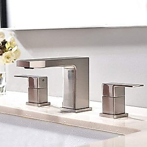 VCCUCINE Widespread Brushed Nickel 3 Hole Bathroom Faucet,2 Handles 8 Inch Bathroom Faucets for Sink 3 Hole, Modern Bathroom Vanity Sink Faucet with Drain and Supply Lines