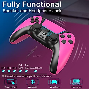 Wireless Controller Compatible with PS4 Controller,Wiv77 Ymir Pink Pa4 Controller Remote Works for Playstation 4 Controller,Gamepad/Mando/Turbo/Programming Button for PS4 Slim/Pro/Steam/PC/IOS/Android