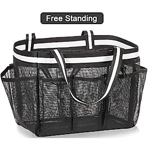 fiezkaa Mesh Shower Caddy Portable Shower Bag for College Dorm Camping Travel Gym(Black)