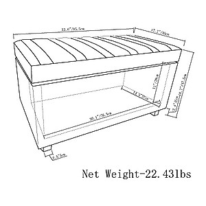 SIMPLIHOME Darcy 33 Inch Wide Contemporary Rectangle Storage Ottoman Bench in Fawn Brown Linen Look Fabric, For the Living Room, Entryway and Family Room