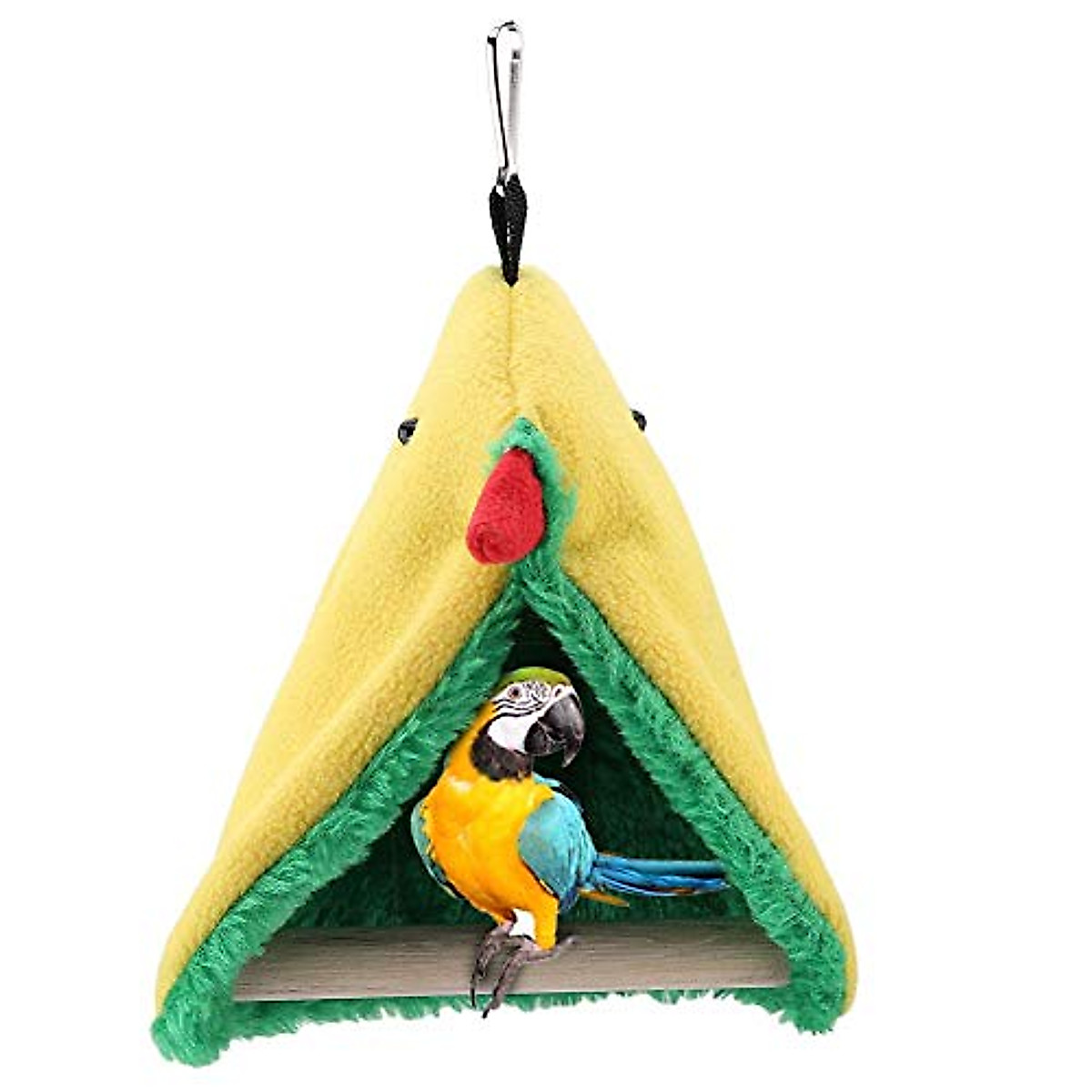 Parrot Standing Perch, Pet Birds Cage Hanging Plush Tent Bed Toys Triangle Hammock for Birds Parrots Cockatiels Small Conures