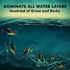 Gotour Weedless Soft Fishing Lures for Freshwater and Saltwater, Premium Pre-Rigged Jig Head Paddle Tail Swimbaits for Bass Fishing，Jigs Fishing Bait for Crappie Trout Walleye, Amazing Fishing Gifts