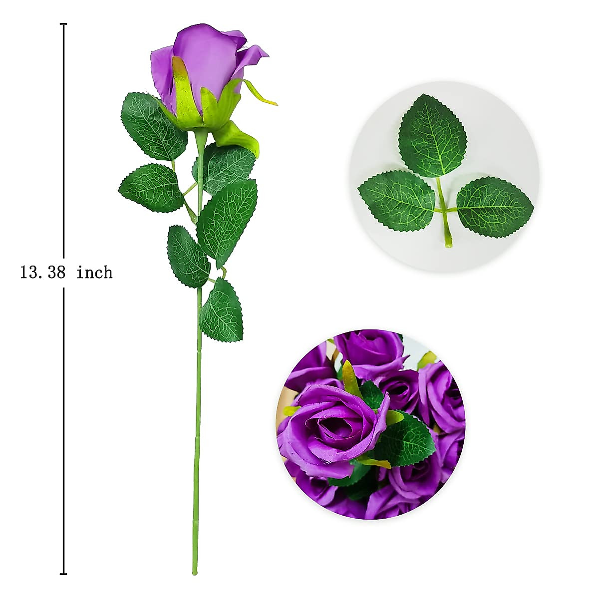 Daggnol Artificial Purple Rose Flowers Silk Rose Realistic Fake Rose with Stem Rose Bouquet for Wedding Bridal Party Home Garden Decor (12PCS Purple)