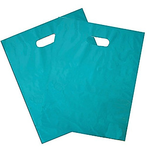 50 12x15 Glossy Teal Blue Plastic Merchandise Bags w/Handles