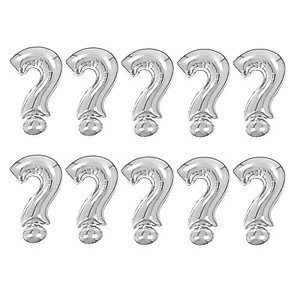 Creaides 10 Pcs Silver Symbol Question Mark Balloons Aluminum Mylar Helium Foil 16 Inch Balloons for Baby Shower Gender Reveal Party Suppliers