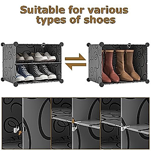 FUNLAX Shoe Rack, 6 Tier Plastic Shoe Storage Cabinet 24 Pairs Shoe Rack Organizer with Door for Closet Entryway Taller Shoes Boots Organizer