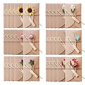Yayatty Pack of 30 PCS Greeting Card Invitation Cards, 6 Style Kraft Paper Card Birthday Card Thank You Card with Dried Flowers for Christmas Birthday, 4.1 x 2.8 Inch