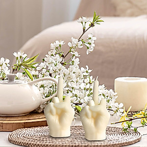 NIMONA Middle Finger Scented Candle, 2 Pcs Apartment Home Decor Aesthetic Soy Wax Hand Gesture Cute Candles, Desk Sculpture Decorations Gift for House, Bedroom and Home Room.