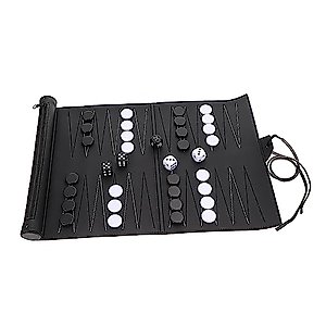 Toyvian 4 Pcs Backgammon Board Leather Backgammon Board Roll- up Tournament Chess Folding Small Chess Set Portable Chess Board Magnetic Chess Board Travel Backgammon Chess Supply Pu Aldult