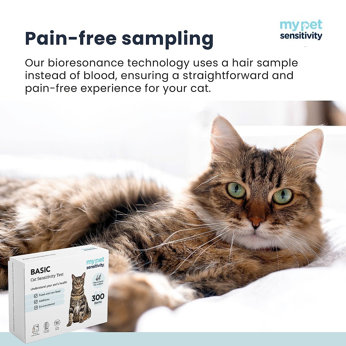 My Pet Sensitivity Test - Home Cat Sensitivity Test | 300 Items | Fast 3-5 Day Results | Gentle Fur Sampling | Comprehensive Food & Environment Analysis | Suitable for All Cats