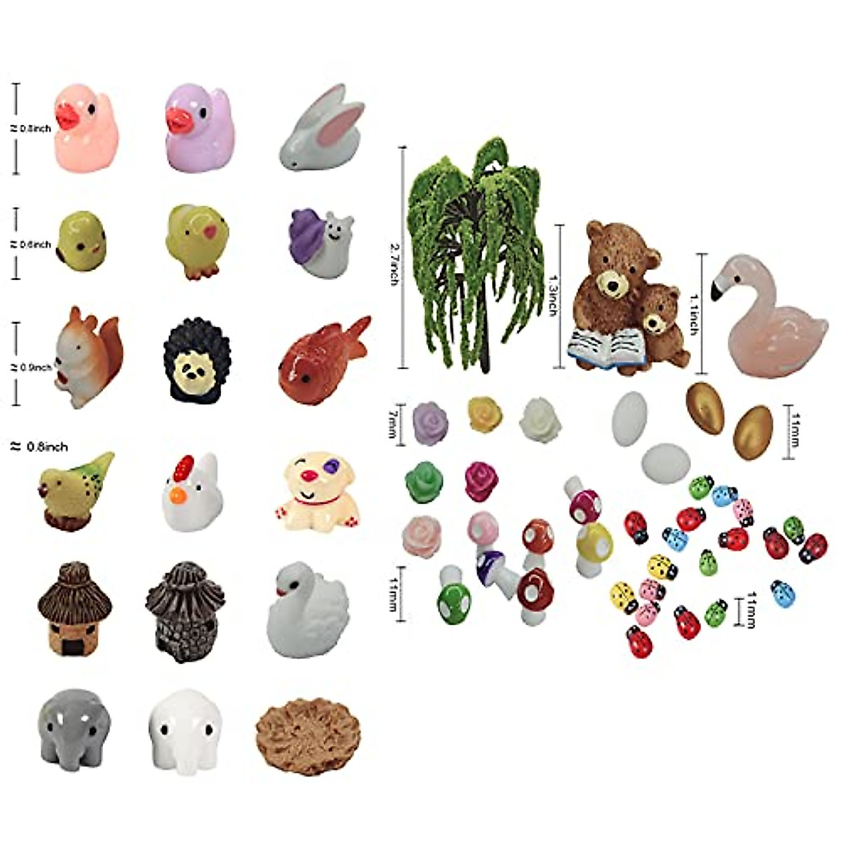 JKanruh 101 Pieces Miniature Animals,Fairy Garden Accessories,Miniature Toy Animals Ornament Kits Set for DIY,Fairy Garden Dollhouse,DIY Terrarium,Flower Pots Ornaments,Craft Decor