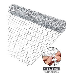 Aboofx Chicken Wire Net for Crafts, 78.7 x 13.7 inch Floral Chicken Wire, Lightweight Hexagonal Chicken Wire Fencing for Crafts Garden Poultry Project, with 100 Pieces Cable Zip Ties