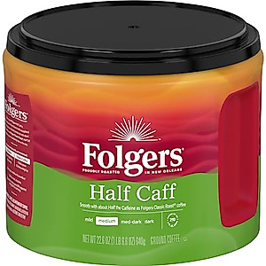 Folgers Half-Caff Medium Roast Ground Coffee, 22.6 Ounce (Pack of 6)