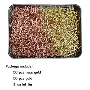 100 PCS Cute Paper Clips Gold and Rose Gold Colors, Cross Shaped Paper Clips Bookmarks Bible Study Supplies, Christian Journaling Supplies for Women Men Christian