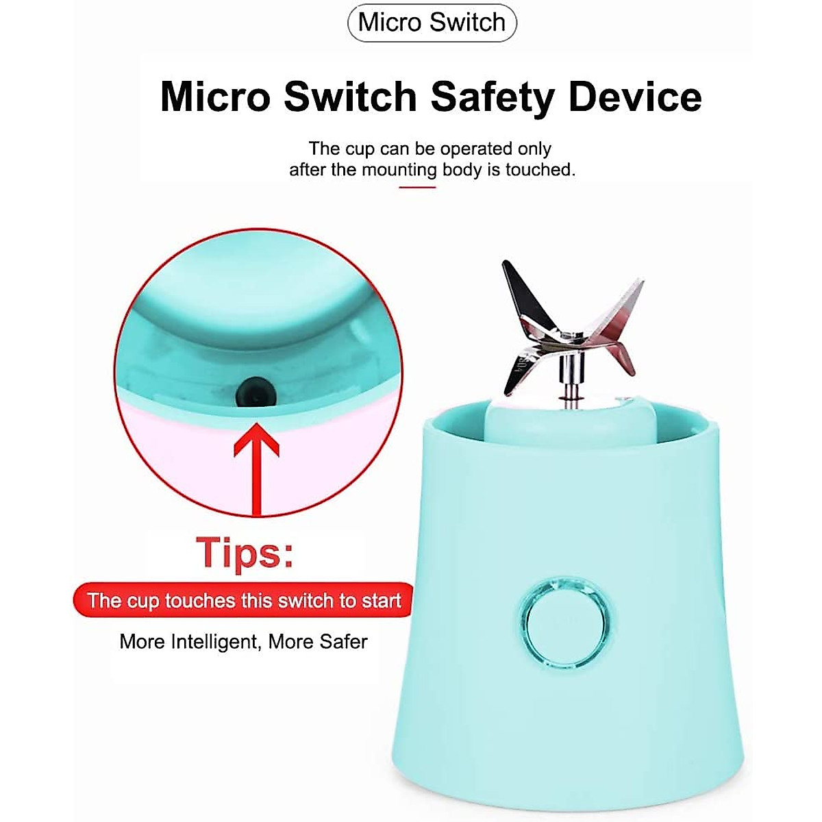 Portable Blender for Shakes and Smoothies,Travel to Go Blender with 4000mAh USB Rechargeable Battery, Crush Ice, Frozen,13 oz Six Blades Blender Bottle–Ideal for Traveling, Gym, Office(Blue)