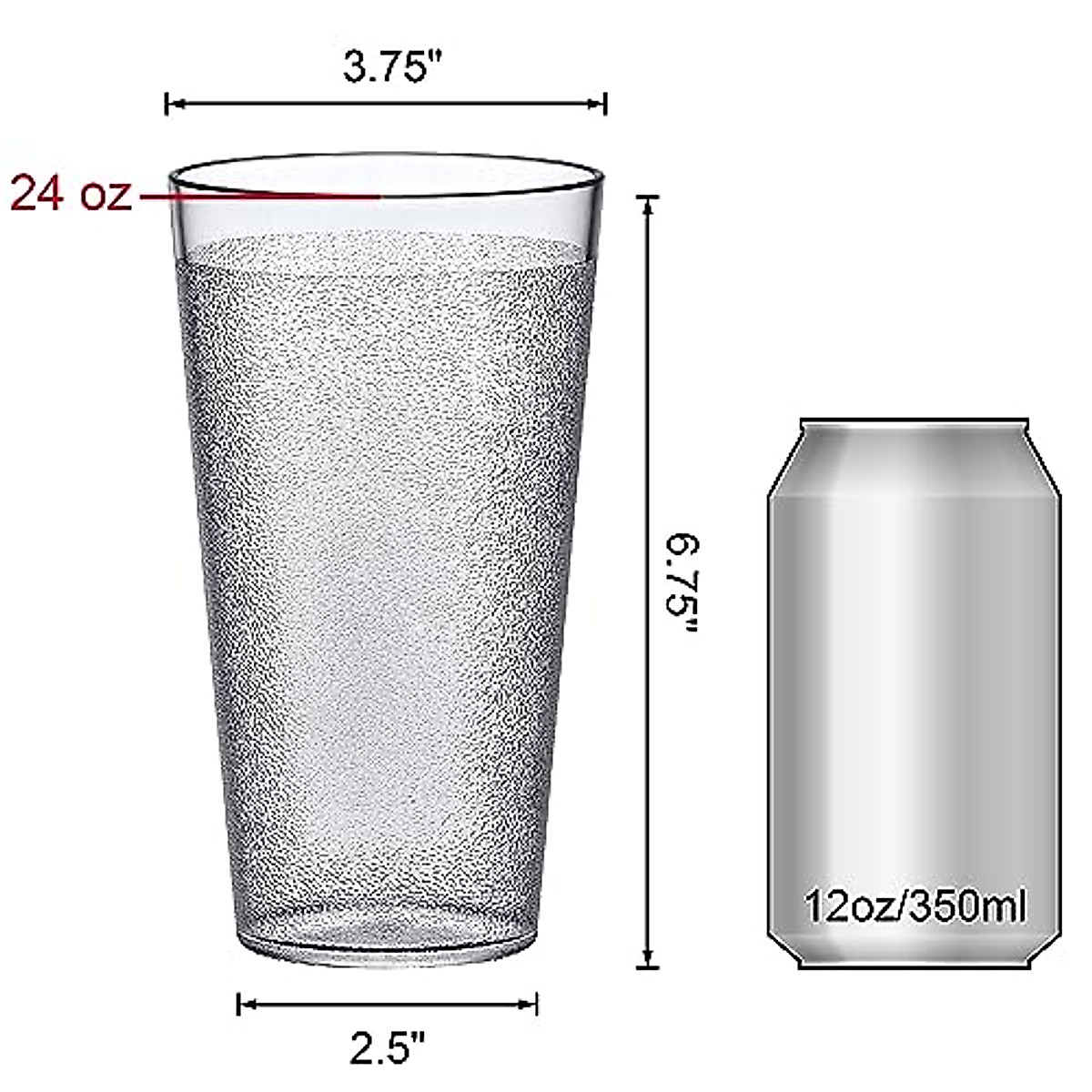 Amazing Abby - Cafely - 24-Ounce Plastic Tumblers (Set of 8), Plastic Drinking Glasses, Restaurant-Style Tumblers, Commercial-Grade Cups, Stackable, BPA-Free, Shatter-Proof, Dishwasher-Safe, Clear