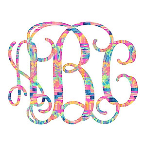 Patterned Vine Monogram Decal Sticker - 20 Pattern Options - for Cups, Tumblers, Laptops, Cars, Etc.