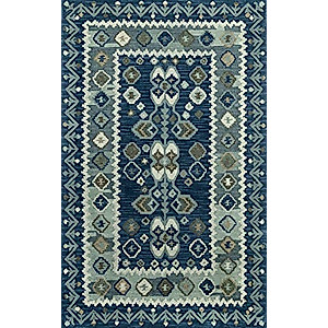Momeni Tangier Wool Hand Tufted Traditional Indoor Area Rug, Blue, 8' X 11'