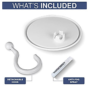 MIRRORVANA Hangable Round Fogless Shower Shaving Mirror with 360° Swivel Rotatable Hook for Hanging and Bonus Anti-Fog Spray - Anti Fog Shatterproof Surface 6.7" Diameter