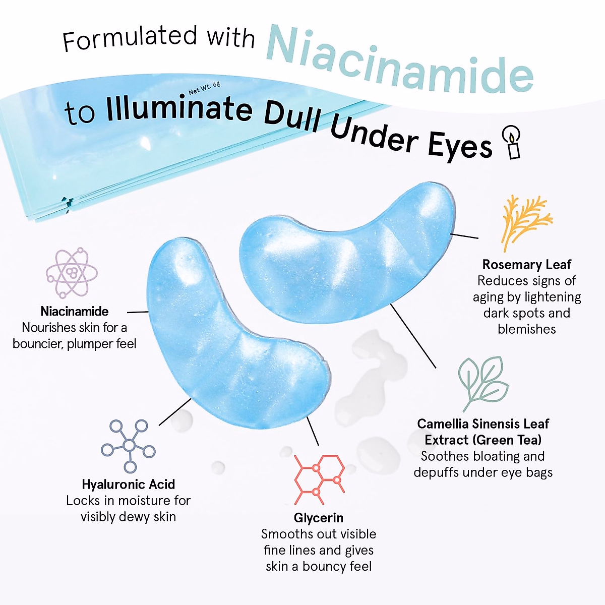 Under Eye Mask - Reduce Dark Circles, Puffy Eyes, Undereye Bags, Wrinkles - Gel Under Eye Patches, Vegan Cruelty-Free Self Care by grace and stella (24 Pairs, Blue)