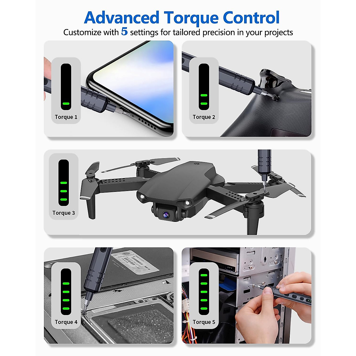 Mini Electric Screwdriver Set 140-IN-1: UnaMela Small Electric Screwdriver Cordless - 120 Precision Bits, 5 Torque Settings, LED Light, Magnetic Power Screwdriver Repair Tool Kit for PC RC Electronics