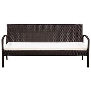 vidaXL 3 Seater Sofa, Outdoor Couch with Cushions, Patio Wicker Furniture, Outdoor Sofa for Backyard Garden Porch, Rustic, PE Rattan Brown