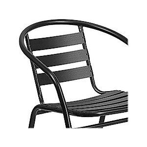Flash Furniture Lila 4 Pack Black Metal Restaurant Stack Chair with Aluminum Slats