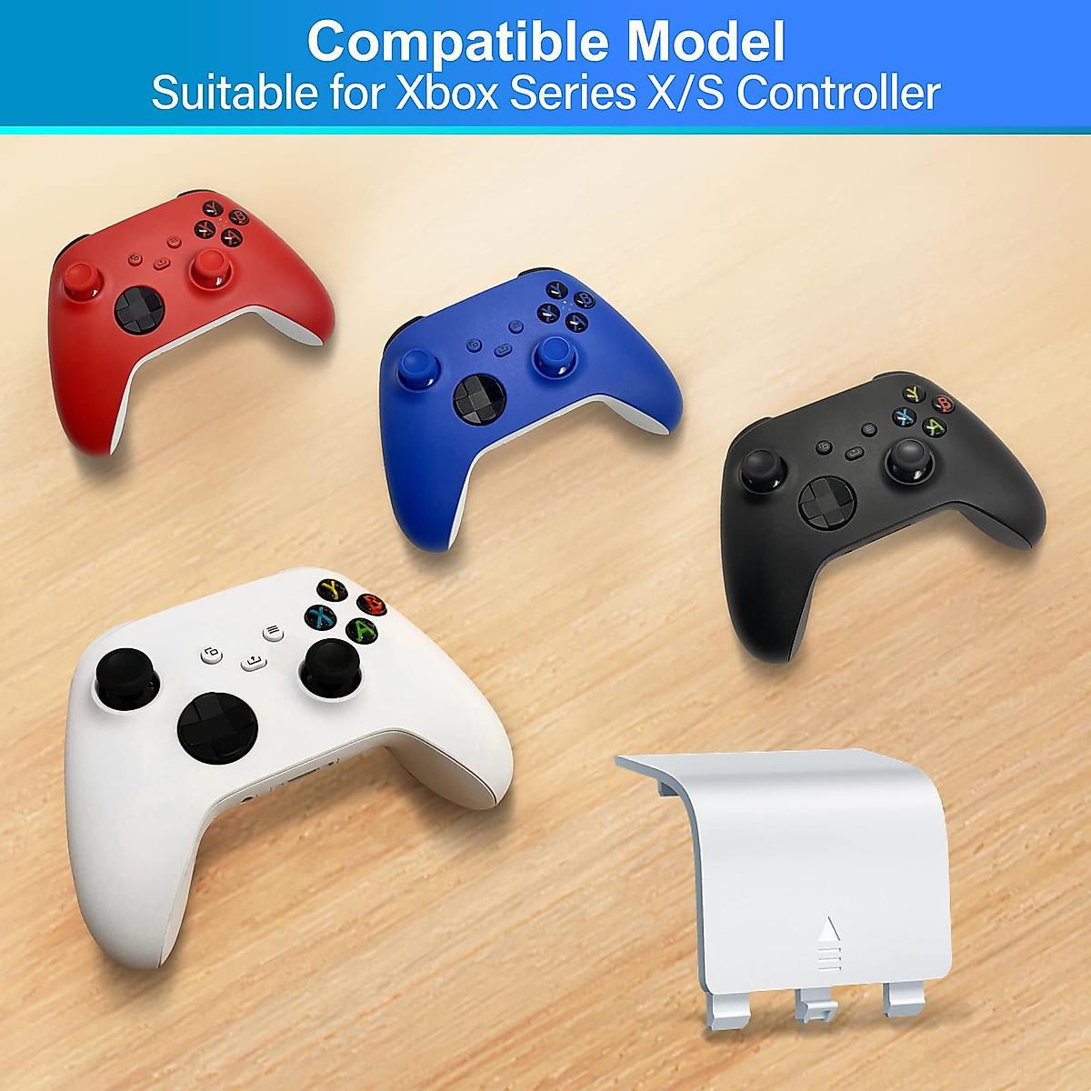 Battery Cover for Xbox Series X, 4 Pack Replacement Back Shell Door Lid Repair Part to New Wireless Series S Remote, Cheap Batteries Port Outside Case Cap for Microsoft Xbox Core Controller, White