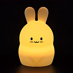 Lumipets Animal Kids Night Light, Silicone Nursery Light for Baby and Toddler, Squishy Night Light for Kids Room, Animal Night Lights for Girls and Boys, Kawaii Lamp, Cute Lamps for Bedroom (Bunny)
