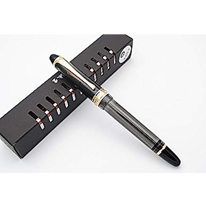 czxwyst 699 Negative Pressure Vaccum Filling Fountain Pen Original Box (Black with Golden Clip and Solid Grip, Medium Nib 0.7mm)